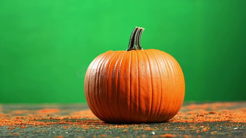 Single Large Pumpkin Standing on Green Screen Background Stock Footage ...