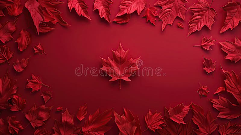 A Single Large Red Maple Leaf Sits in the Center of a Frame Made of ...