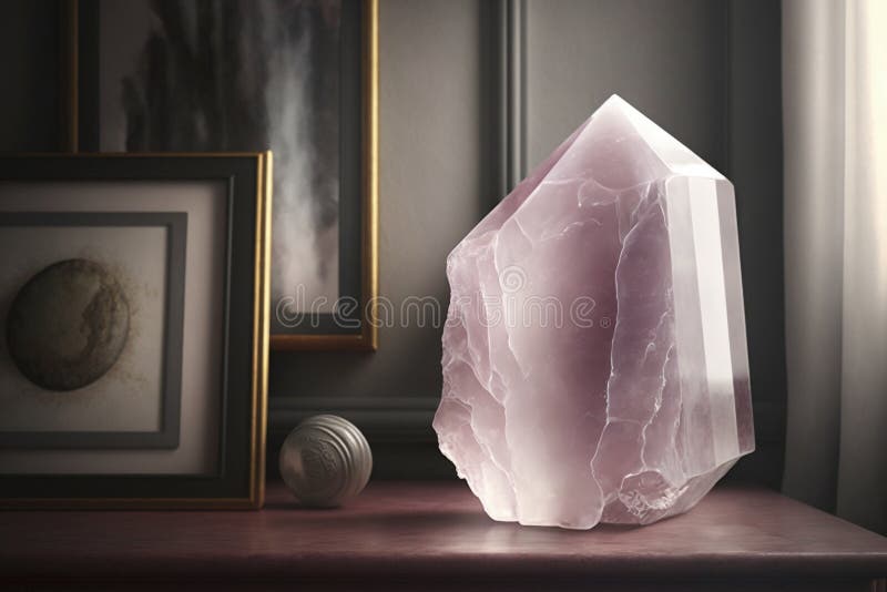 A Single Large, Rose Quartz Crystal Stock Illustration - Illustration ...
