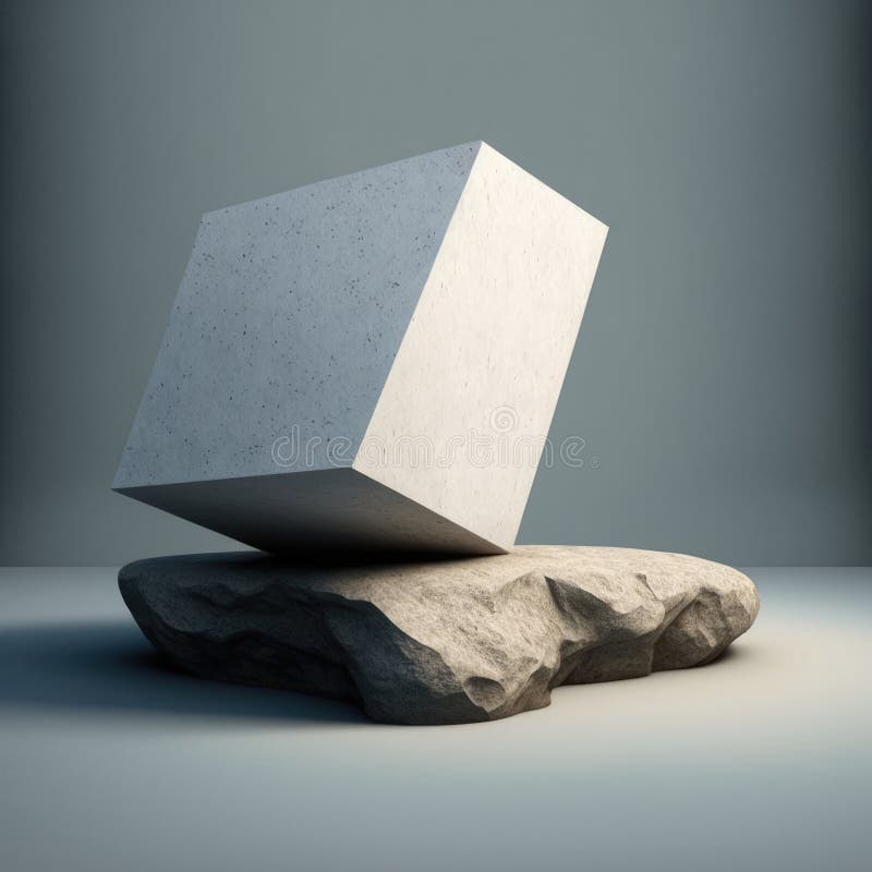 Single Large Stone Balanced Precariously at the Edge of a Cliff Podium ...