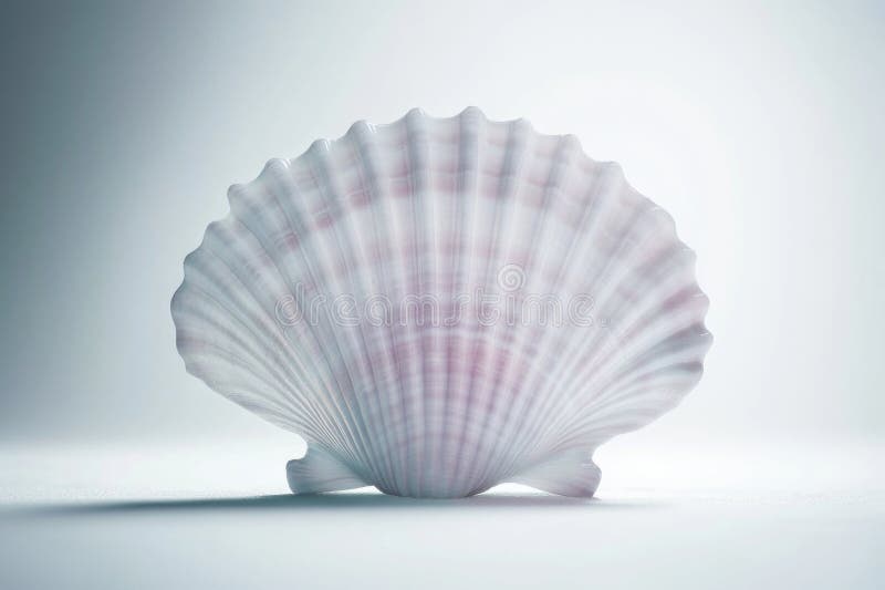 A Single Large White Shell Sits on a Plain White Surface Stock Photo ...