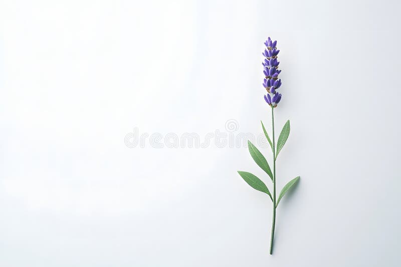 Single Lavender Flower Stalk on a Pure White Background Stock Image ...
