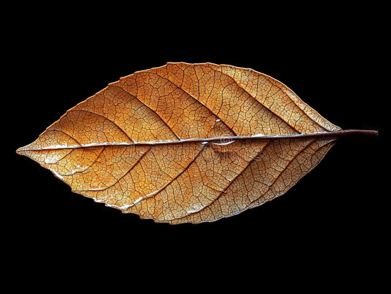 A Single Leaf on a Black Background Stock Photo - Image of curled ...