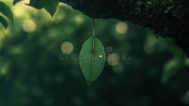 Single Leaf Dangling from Tree Branch Design Stock Illustration ...