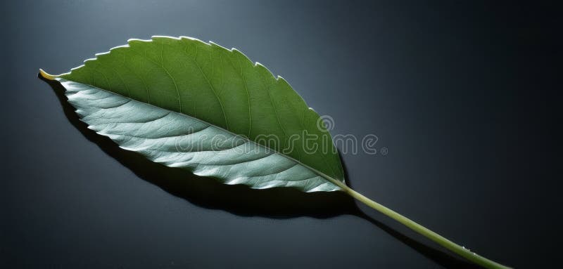 Single Leaf with Dramatic Lighting Contrast Stock Image - Image of ...
