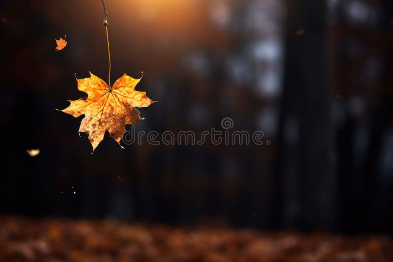 A Single Leaf Falling from an Autumn Tree Stock Image - Image of ...