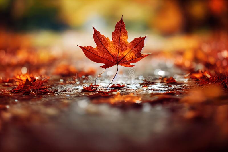 A Single Leaf is Laying on the Ground in the Fall Leaves of a Leafy ...