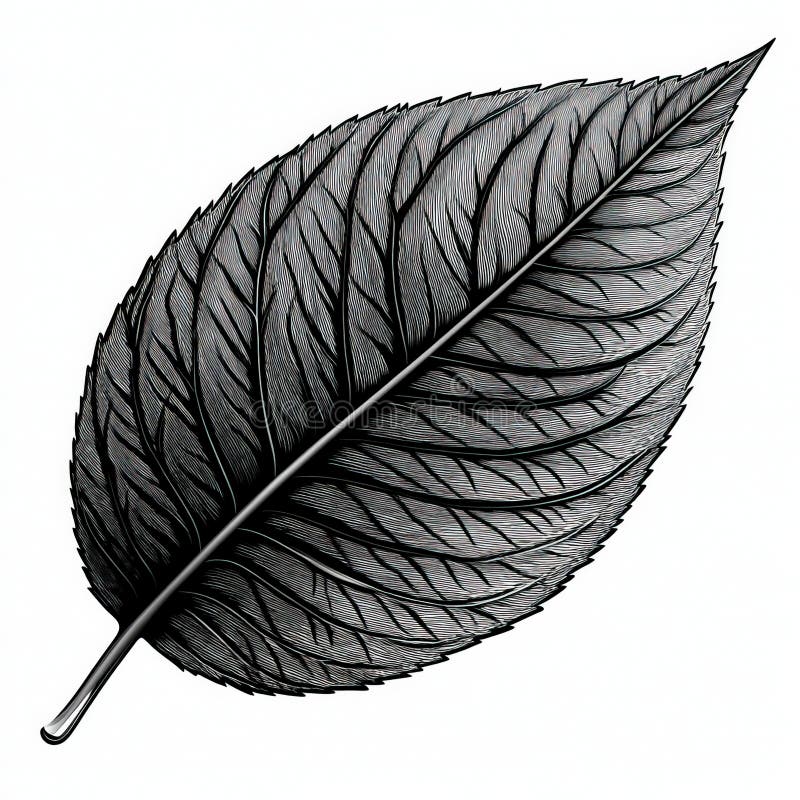 Single Leaf Silhouette , Black and White Illustration Isolated on White ...