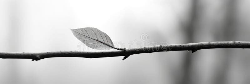 A Single Leaf on a Twig on a Tree Branch. Generative AI Image. Stock ...