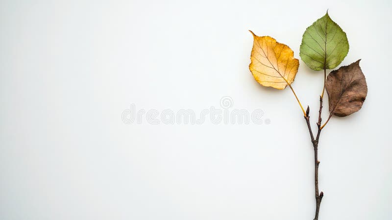A Single Leaf on a Twig on a White Surface Stock Photo - Image of leaf ...