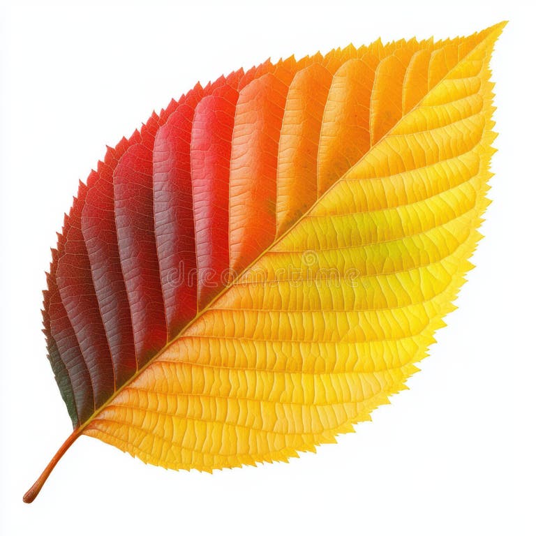 Single Leaf with Vibrant Autumn Colors on White Background Stock ...
