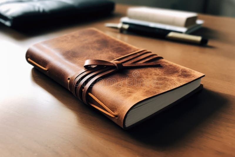 Single Leather-bound Journal, Desk, Writing, Self-expression ...