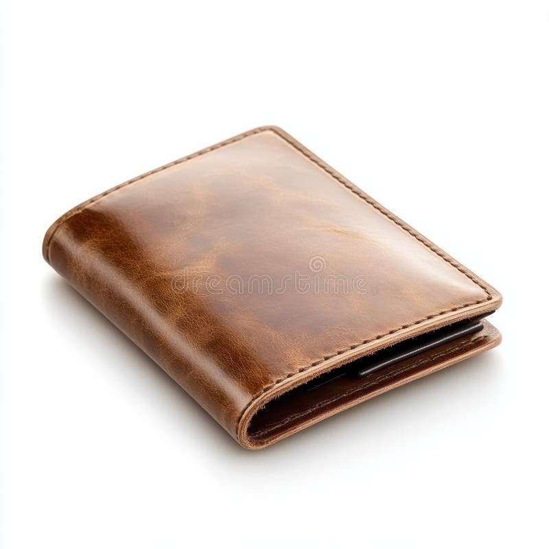 Single Leather Wallet with Minimalist Design on White Background Stock ...