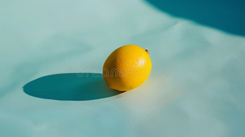 Single Lemon on a Blue Background Stock Photo - Image of background ...