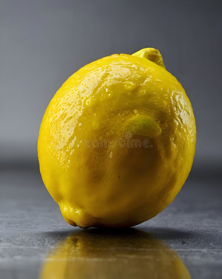 Single Lemon on a Gray Background Stock Illustration - Illustration of ...
