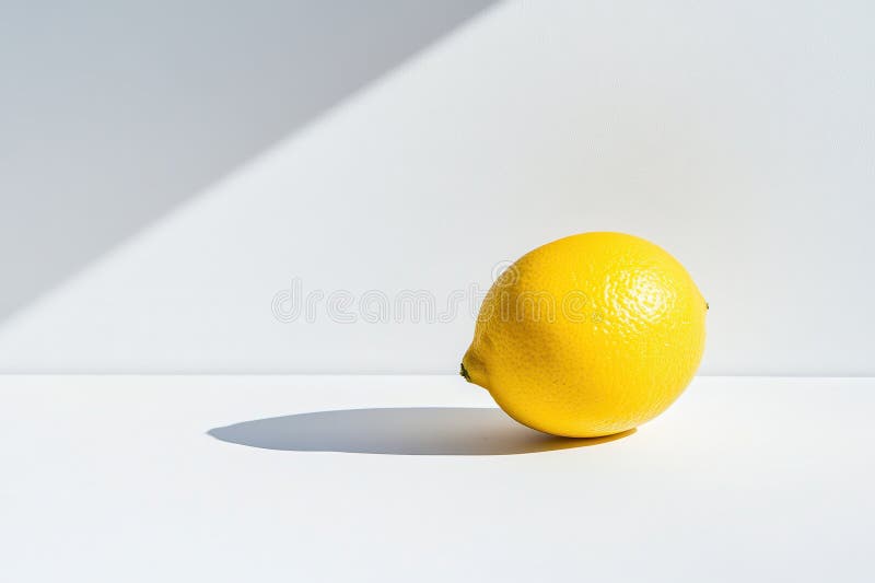 A Single Lemon on a White Surface with Shadow Stock Illustration ...