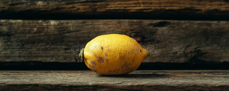 Single Lemon on Rustic Wooden Surface, Aged Fruit Concept Stock Image ...