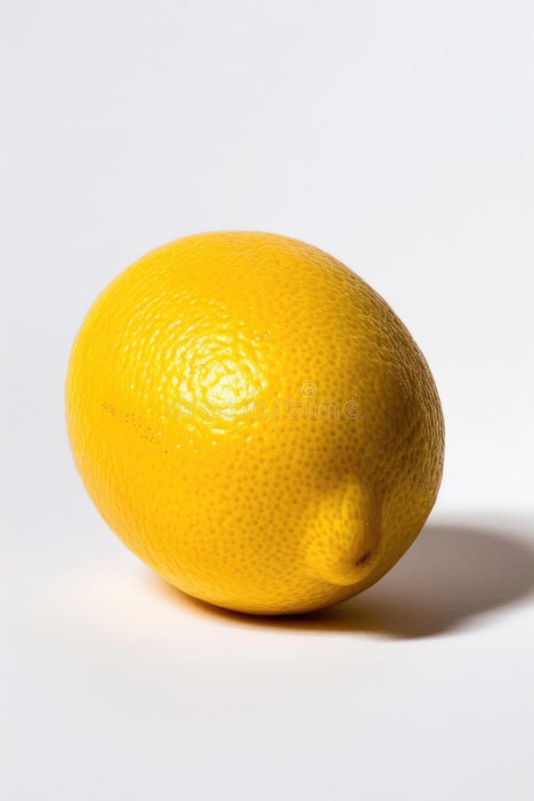 A Single Lemon Sitting on a White Surface Stock Photo - Image of citrus ...