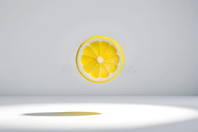 Tasty Floating Fresh Lemon Slice on White Background,with Copyspace ...