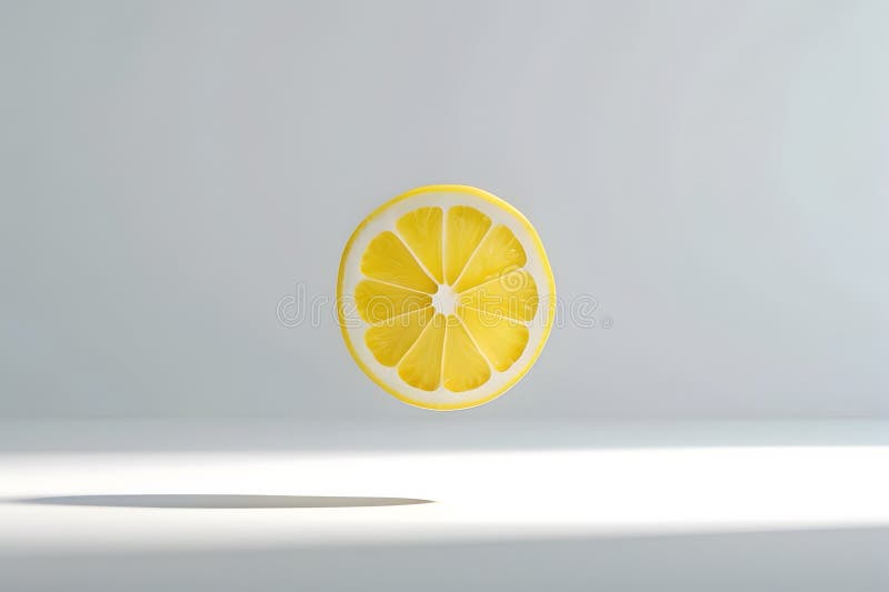 Tasty Floating Fresh Lemon Slice on White Background,with Copyspace ...