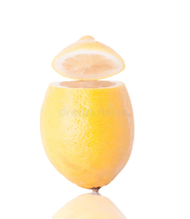 Single Lemon with the Top Cut Stock Image - Image of healthy, texture ...