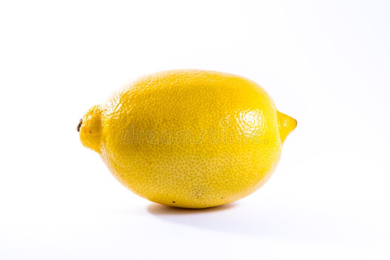 Single Lemon White Background Bright Yellow Fruit Fresh Food Stock ...