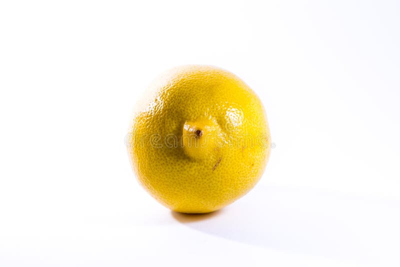 Single Lemon White Background Bright Yellow Fruit Fresh Food Stock ...