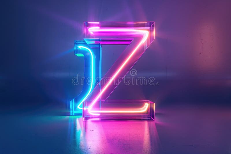 A Single Letter Z Lit Up with Neon Lights Stock Image - Image of lights ...