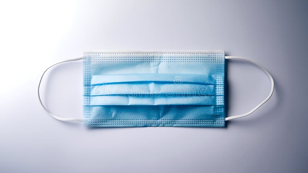 A Single Light Blue Disposable Face Mask on White Background Stock ...