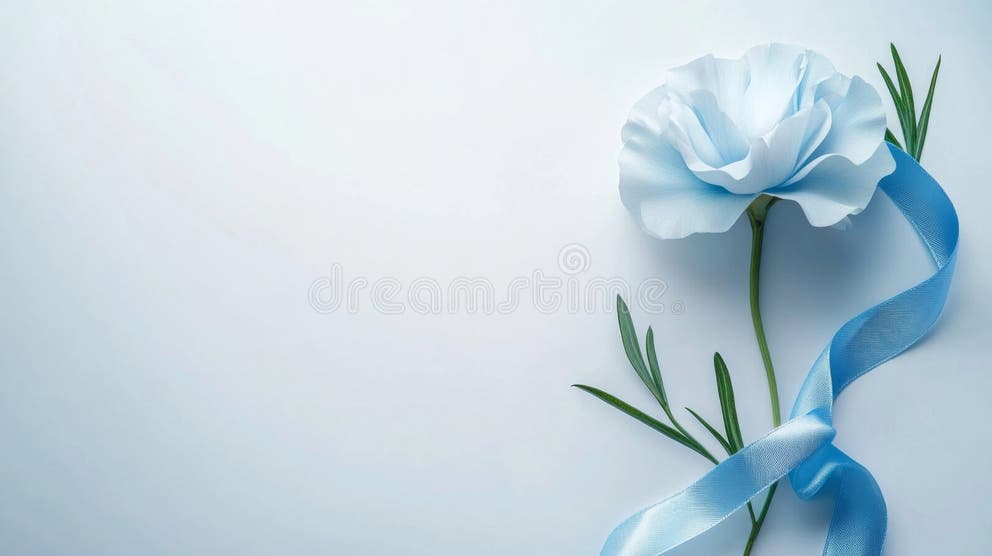 Single Light Blue Flower with Matching Ribbon Stock Illustration ...