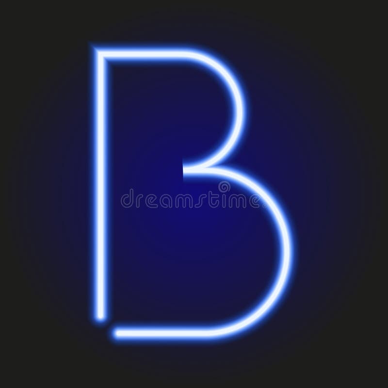 Single Light Blue Neon Letter B Illustration Stock Illustration ...