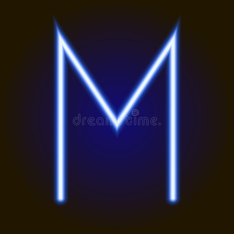 Single Light Blue Neon Letter M Vector Illustration Stock Vector ...