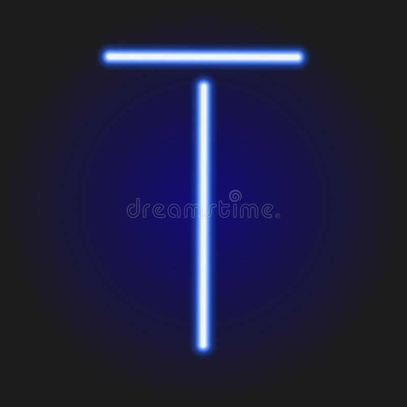 Single Light Blue Neon Letter T Illustration Stock Illustration ...