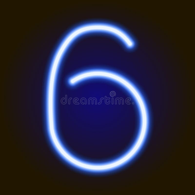 Single Light Blue Neon Numeral 6 Vector Illustration Stock Vector ...
