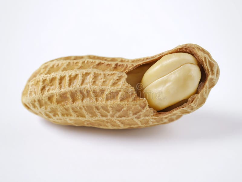Single Light Brown Peanut on Isolated Transparent Background, Macro ...