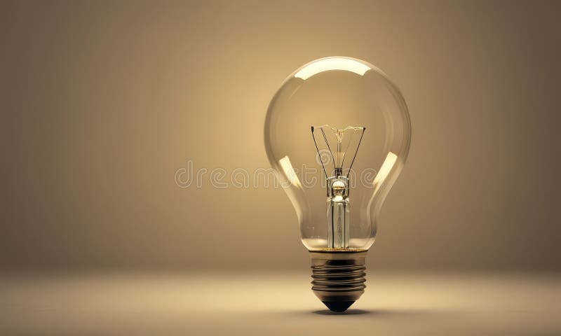 Single Light Bulb with Clear Glass Shade and White Base is Illuminated ...