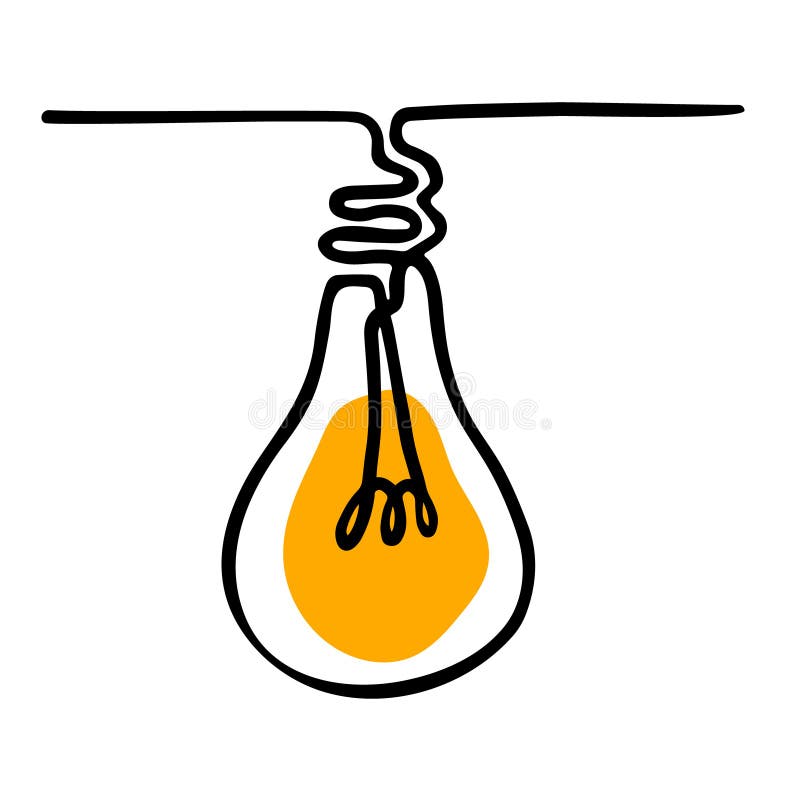 Single Light Bulb Drawn with Continuous Line. Stock Vector ...