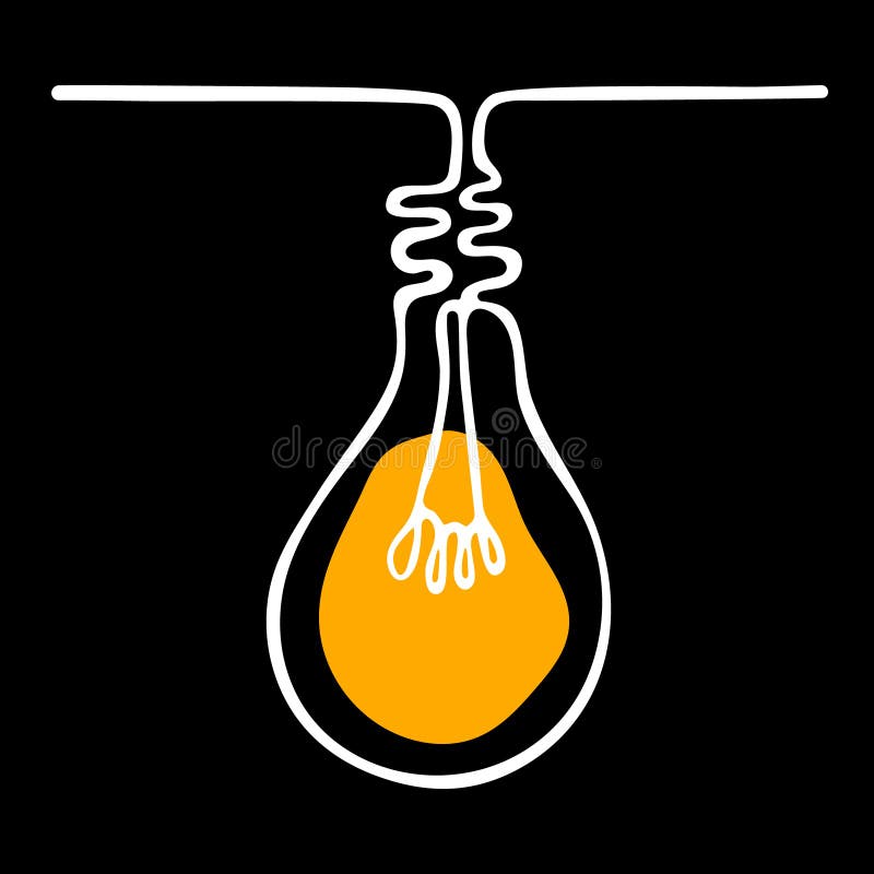 Single Light Bulb Drawn with Continuous Line Stock Vector ...