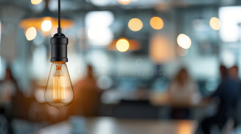 Light Bulb Hanging in Restaurant Stock Photo - Image of glow, vintage ...
