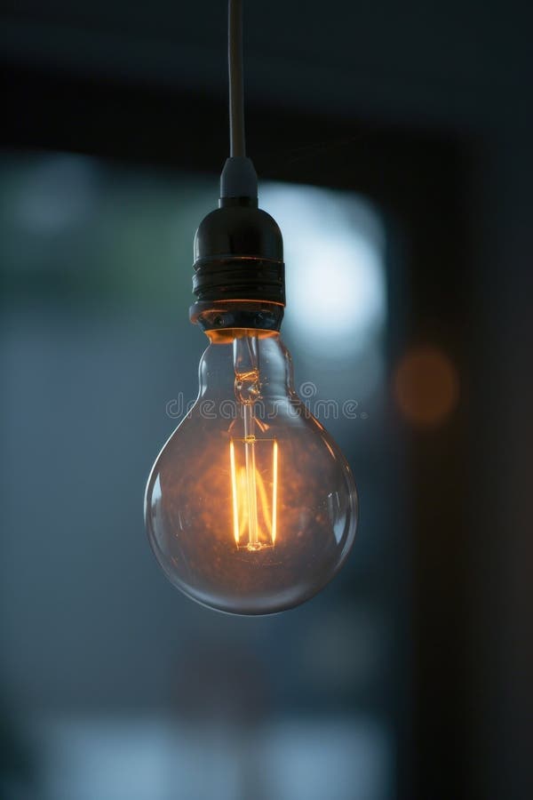 A Single Light Bulb Hangs from the Ceiling in a Room, Providing Soft ...