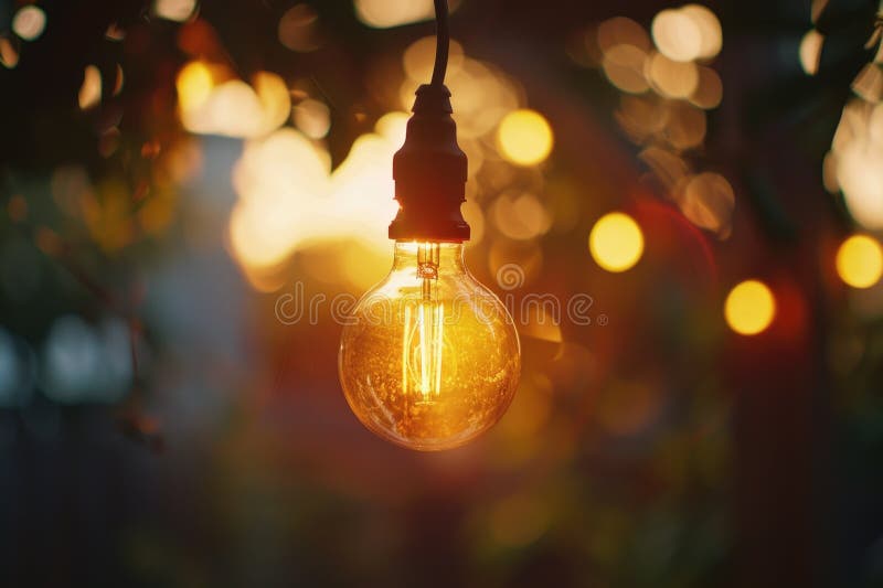 Single Light Bulb Hangs Tree Branch Stock Photos - Free & Royalty-Free ...