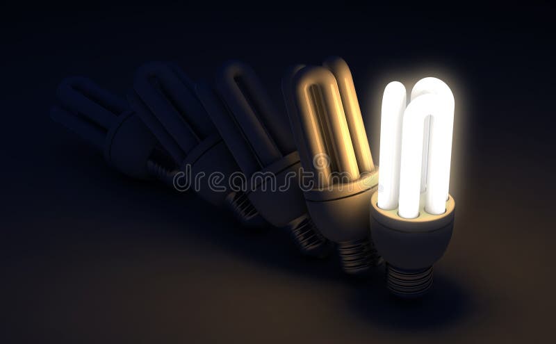 Single Light Bulb Illuminated in Row Stock Image - Image of notion ...