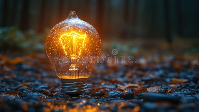 A Single Light Bulb Perched on Top of a Pile of Rocks, Simple yet ...