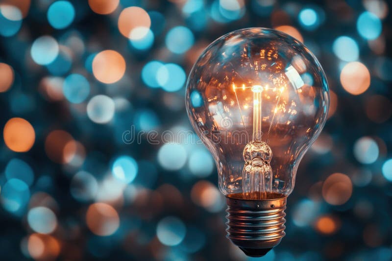 A Single Light Bulb Sitting on a Table Stock Image - Image of idea ...