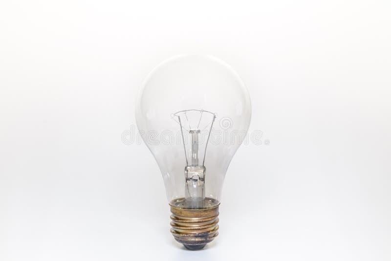Single Light Bulb on White Background Stock Image - Image of heat ...