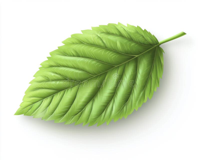 Single Light Green Leaf with Detailed Texture on White Background Stock ...