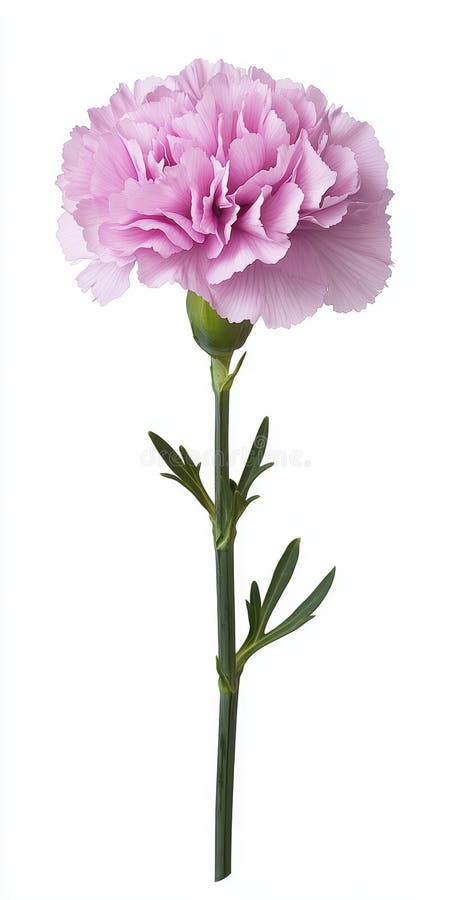 Single Light Pink Carnation Flower on White Background Stock ...