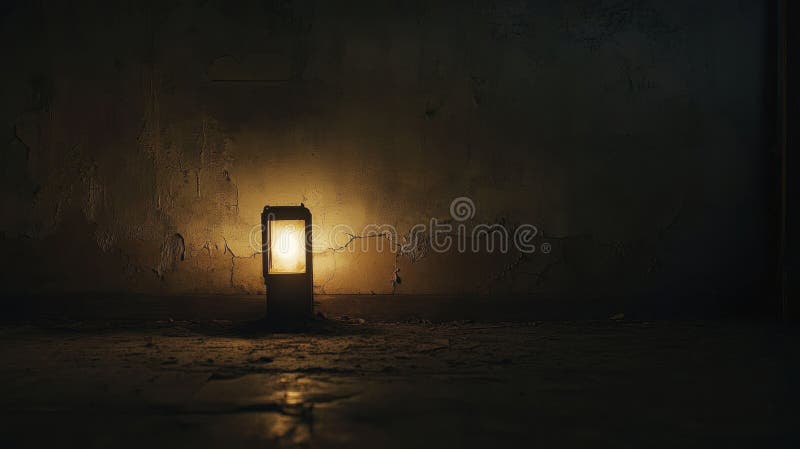 A Single Light Source Illuminates a Dark, Empty Room, Creating an ...