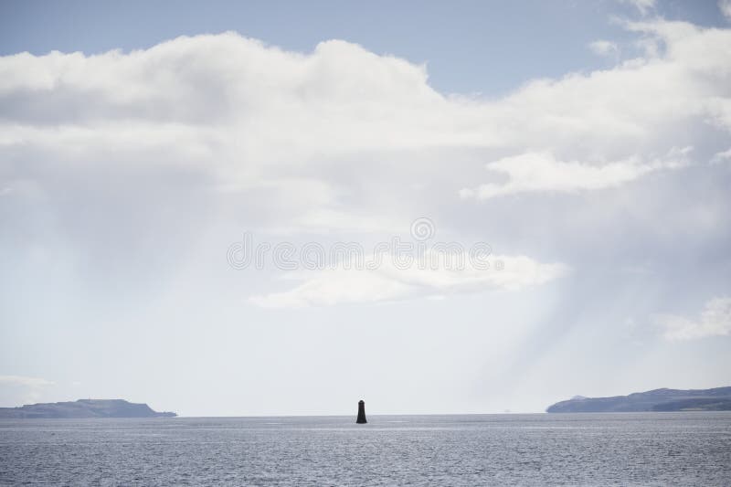 Single Lighthouse Mindfulness Empty Background with Ocean and Blank Sky ...