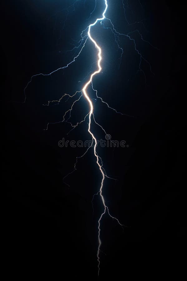 A Single Lightning Bolt Illuminates the Dark Sky with Its Powerful ...